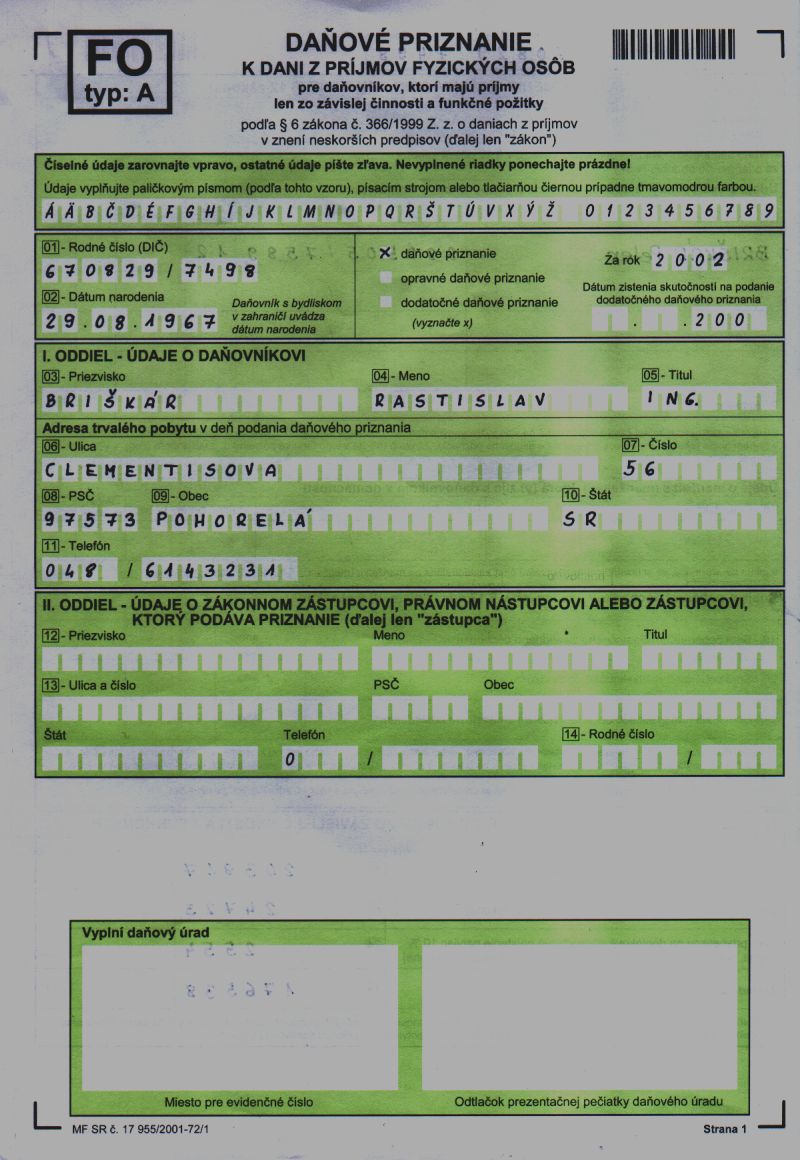 Daňové priznanie - typ A | oPeniazoch.sk Daňové priznanie - typ A | oPeniazoch.sk